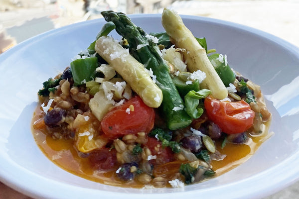 Fava Bean & Wheat Risotto with Asparagus - Hodmedod's Wholefoods