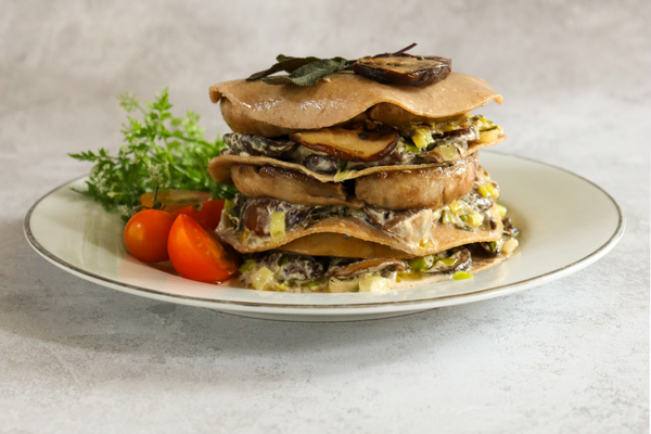 Open Mushroom Lasagne with Krivet Flour - Hodmedod's Wholefoods